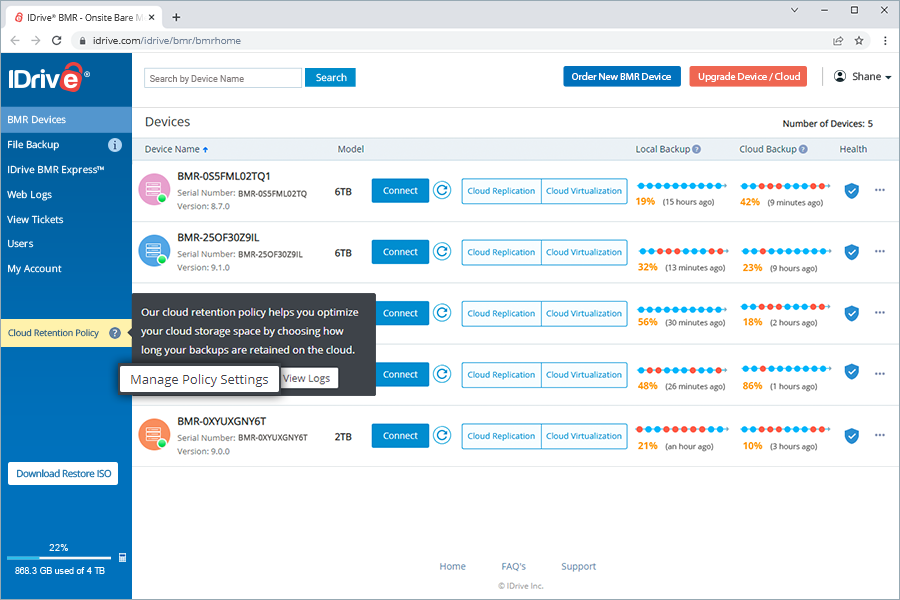 Cloud replication limit and overage charges – IDrive® BMR
